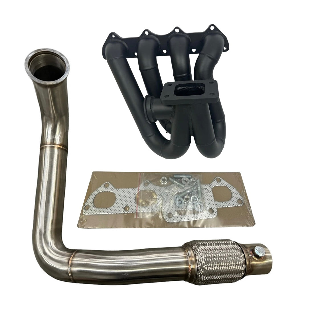 B Series Turbo Kit Ceramic Coated Top Mount Manifold 3” Down Pipe Back ...