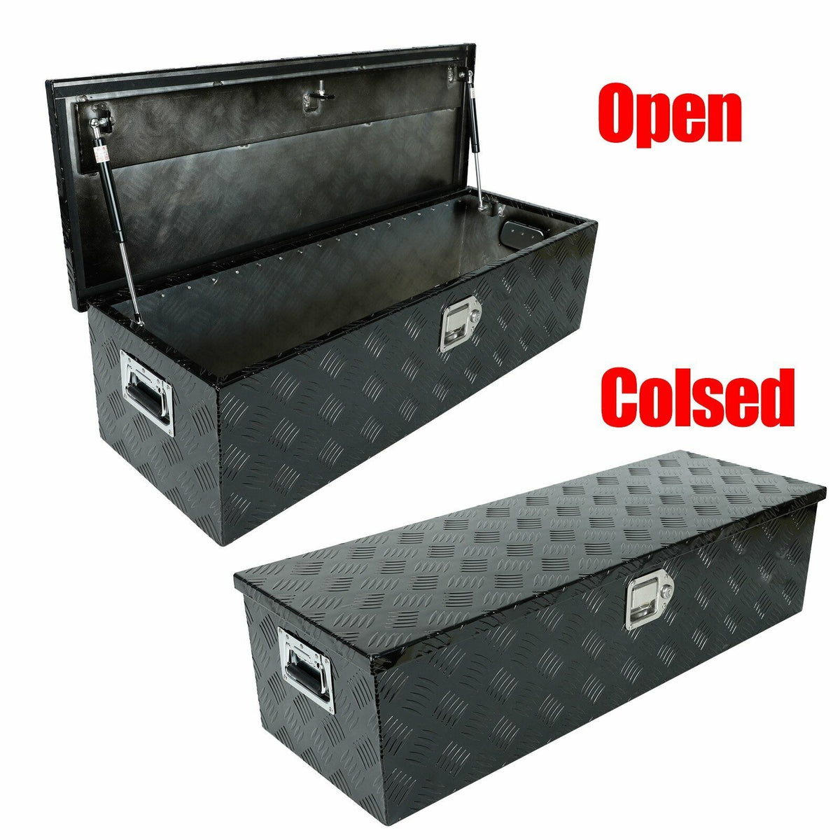 39"X13"X10" BLACK ALUMINUM PICKUP TRUCK TRUNK BED TOOL BOX TRAILER STO ...