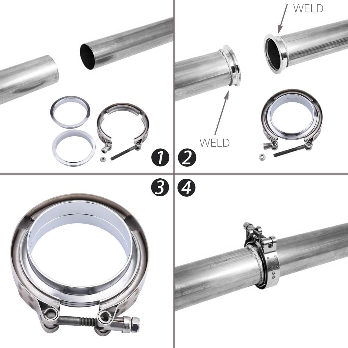 3.5 Inch Stainless Steel V-Band Clamp and Mild Steel Male/Female Inter ...